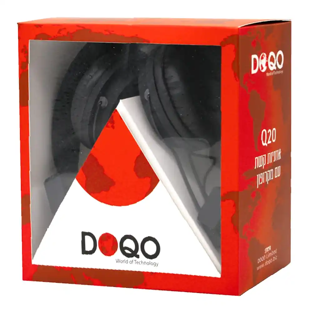 אוזניות קשת עם מיקרופון DOQO Q20 שחור | קולורס ~ דיו טונרים ומדפסות מדבקות